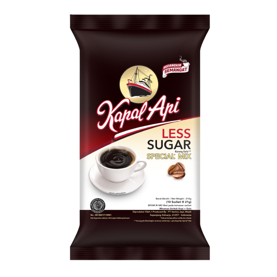 Kapal Api Special Mix Kopi Less Sugar Pack 10 (Isi 10 Sachet @21 Gram ...