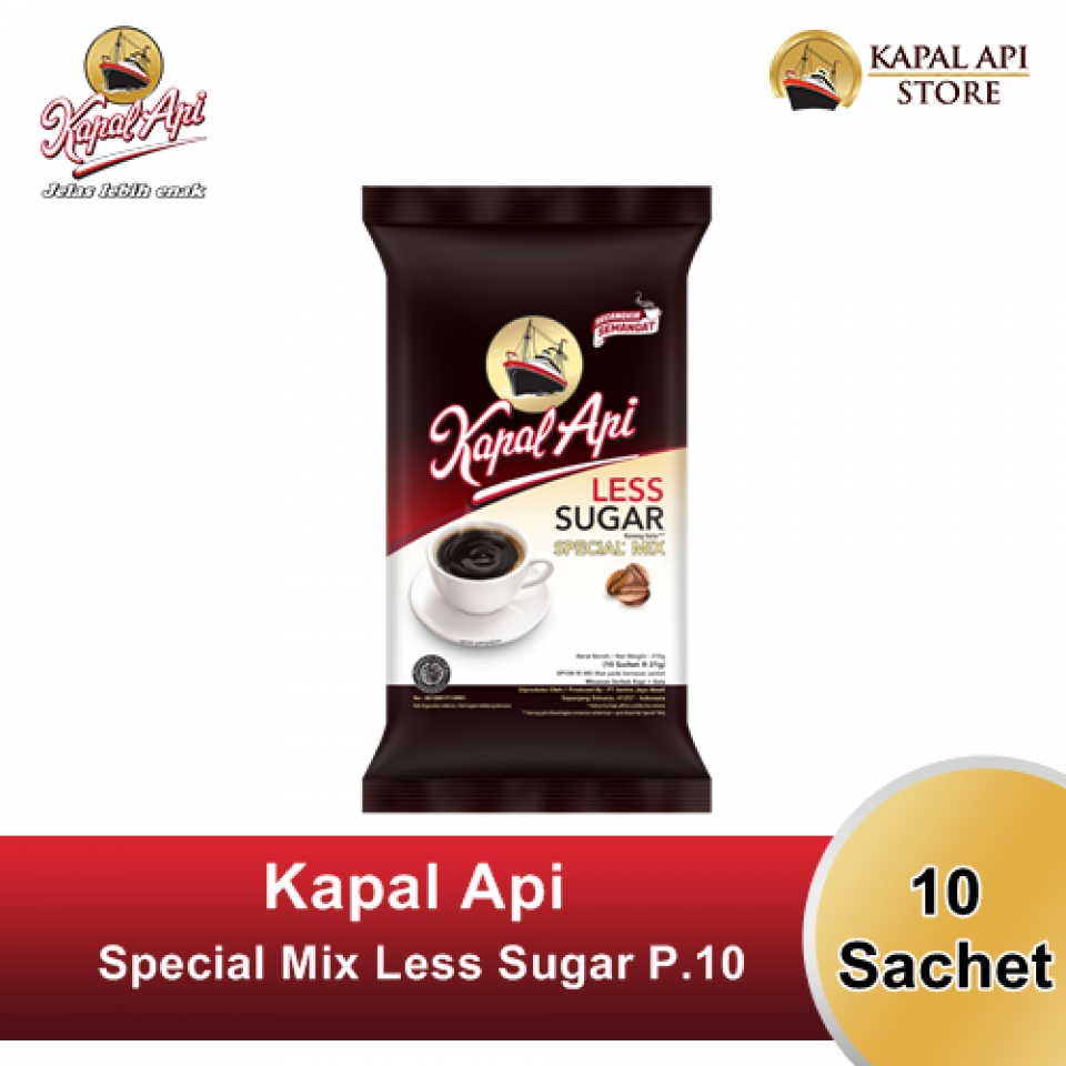 Kapal Api Special Mix Kopi Less Sugar Pack 10 (Isi 10 Sachet @21 Gram ...