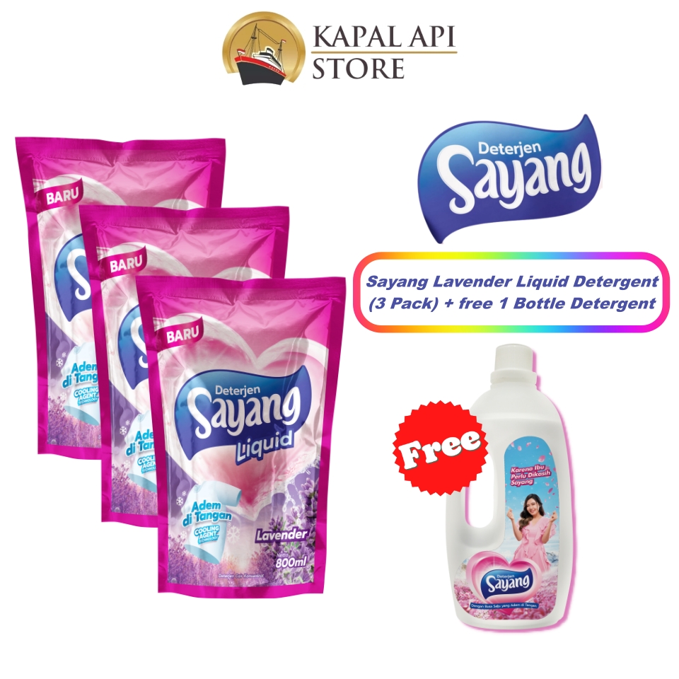 Sayang Lavender Liquid Detergent (3 Pack) + free 1 Bottle Detergent ...